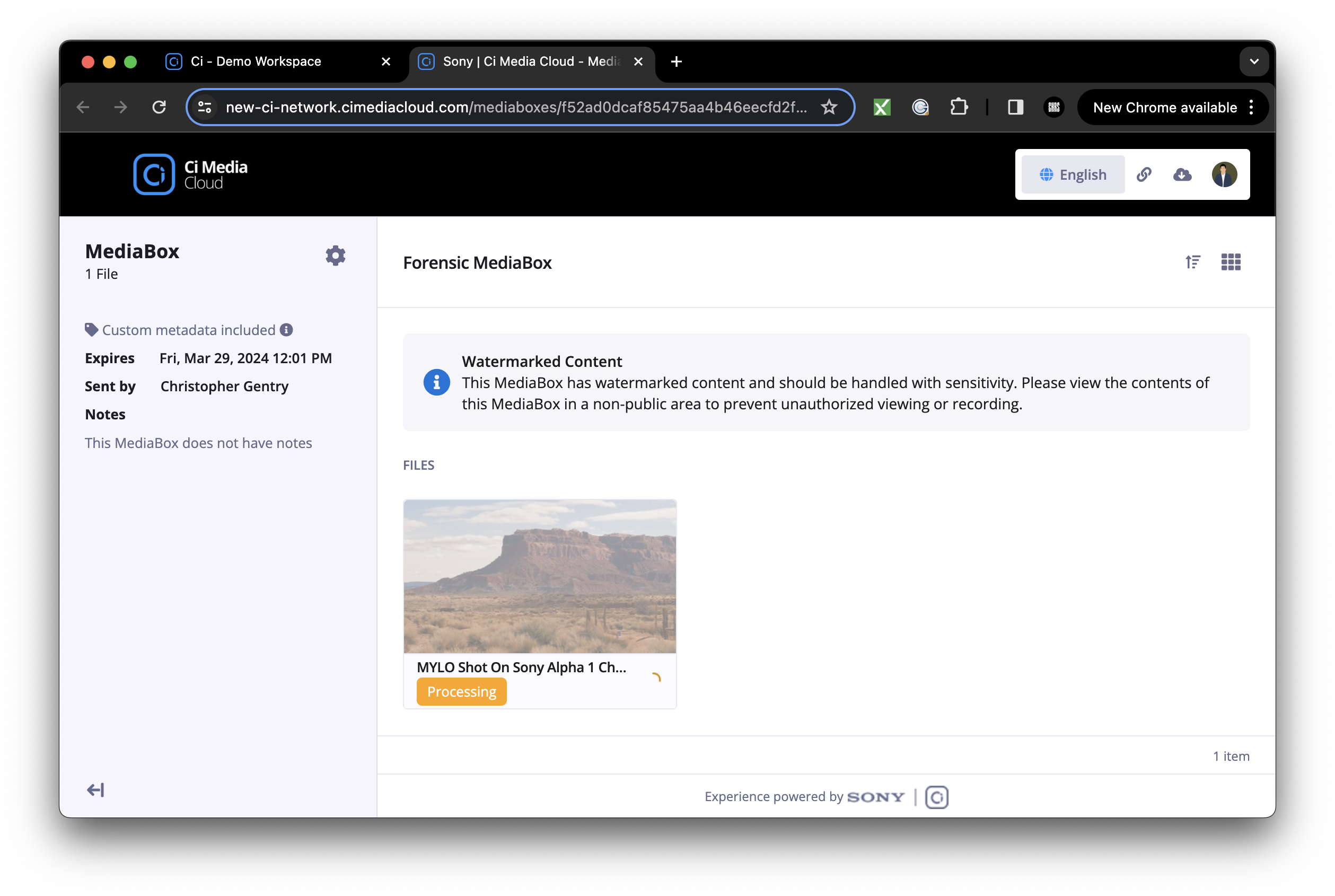 Forensic Watermarking – SONY | Ci Customer Success