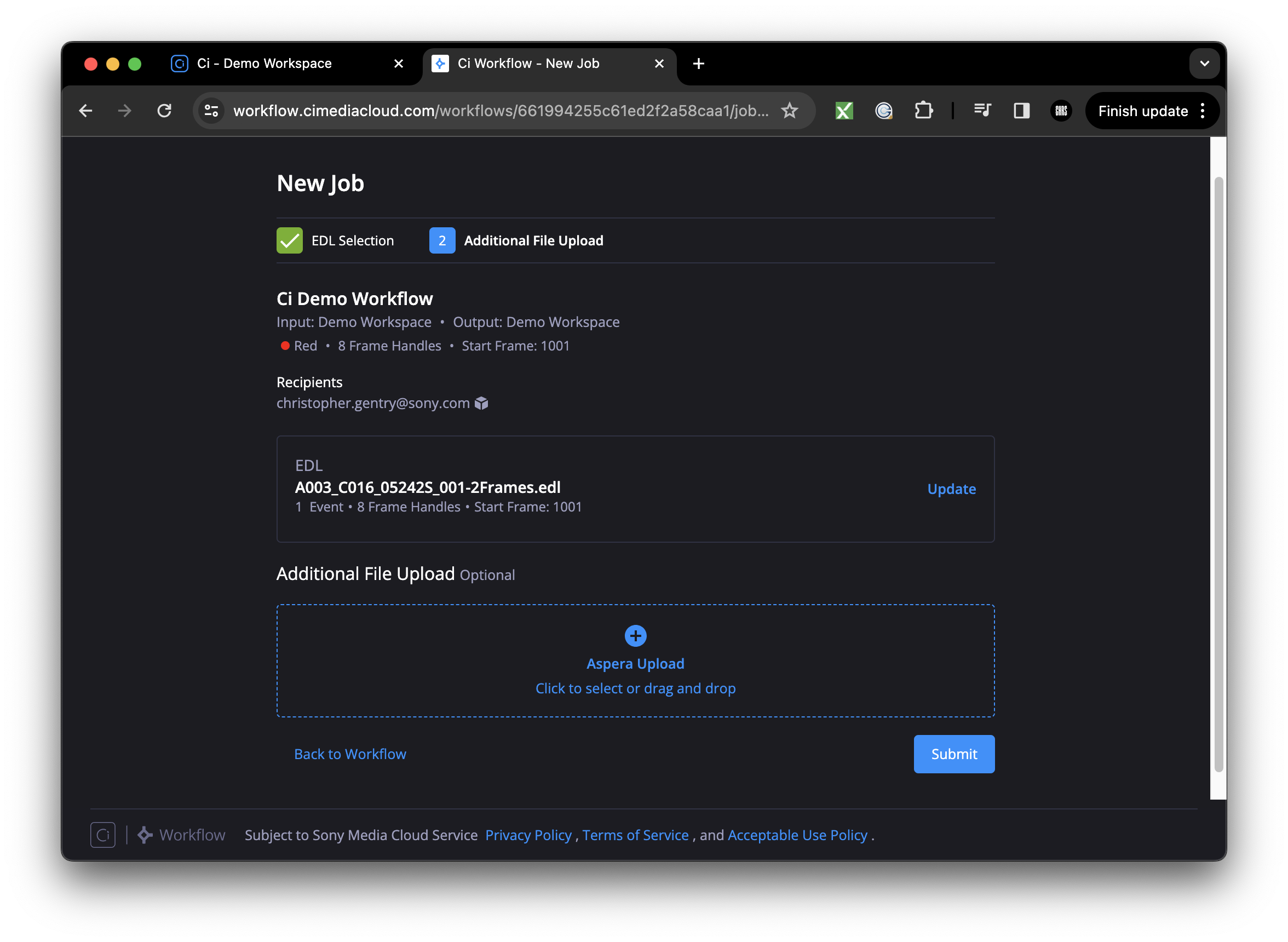Ci Workflow – SONY | Ci Customer Success