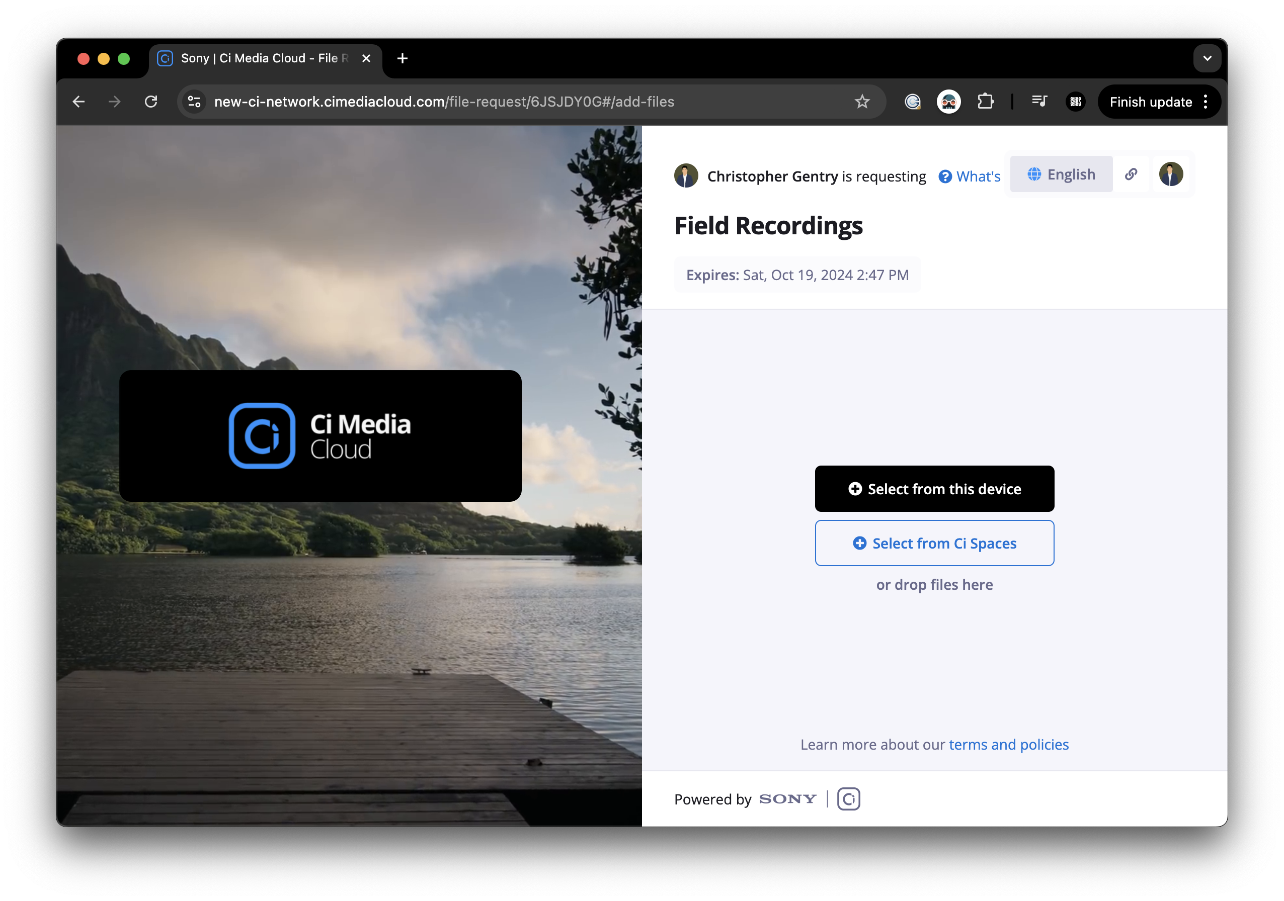 Create File Requests – SONY | Ci Customer Success